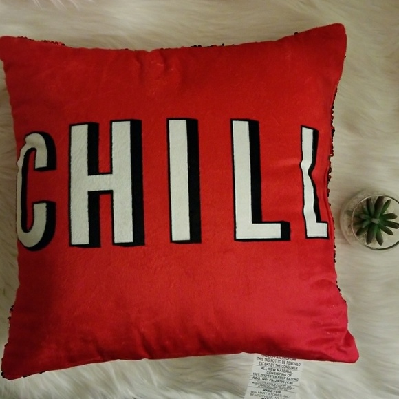 Accessories | Netflix And Chill Sequin Red Black Chill Pillow | Poshmark